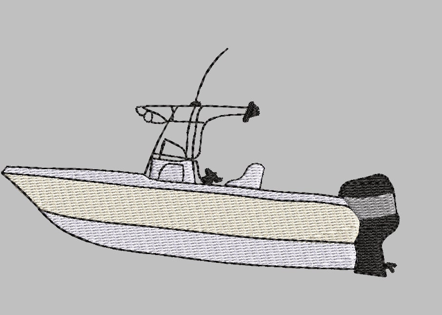 Fishing Boat Embroidery Design Ocean Boat Embroidery Center Console ...