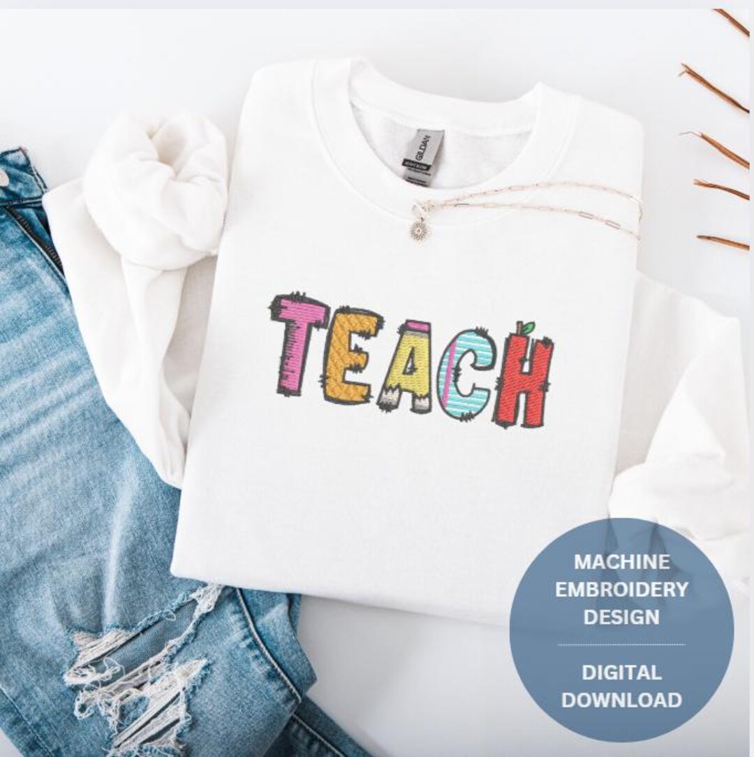 Teacher Embroidery Design Teach Machine Embroidery for Teacher Gift or ...