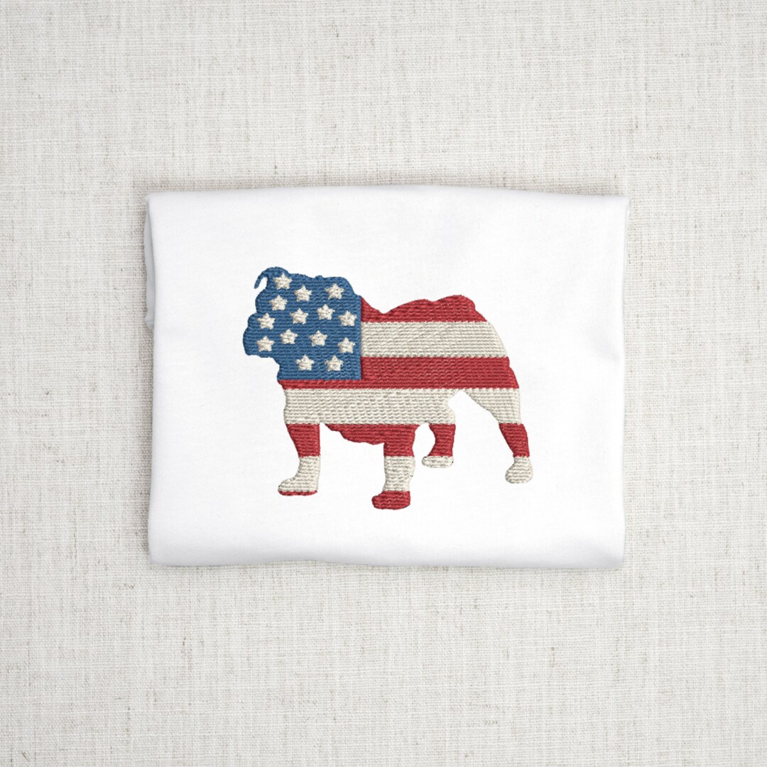 Bulldog Embroidery American Flag Embroidery English Bull Dog Flag ...