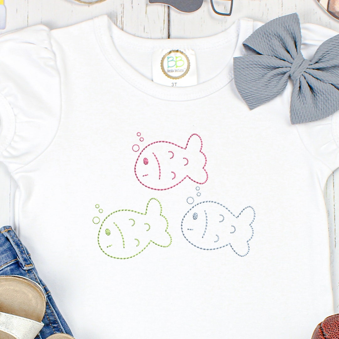 Fish Quick Stitch Machine Embroidery Design File Light Fill 4x4, 5x7 ...