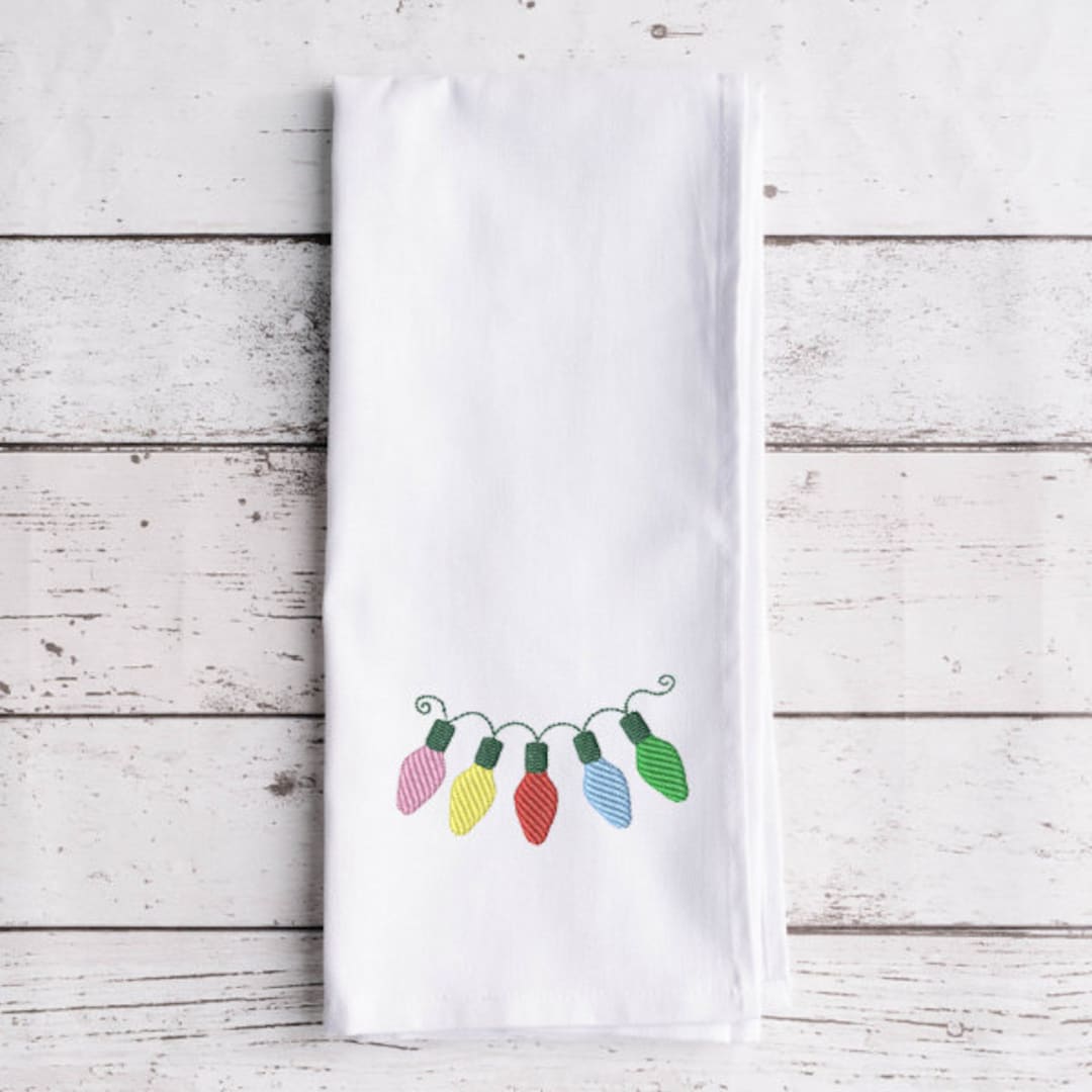 String Lights Embroidery Design, Christmas Bulb Machine Embroidery ...