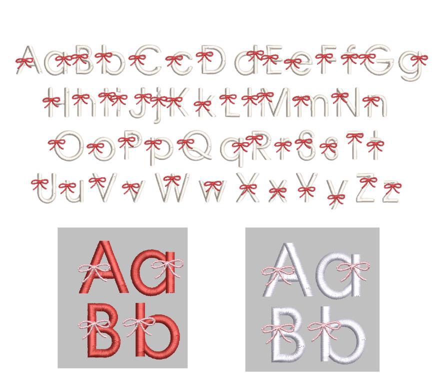 Bow Embroidery Font Machine Embroidery Design File for Instant Download ...