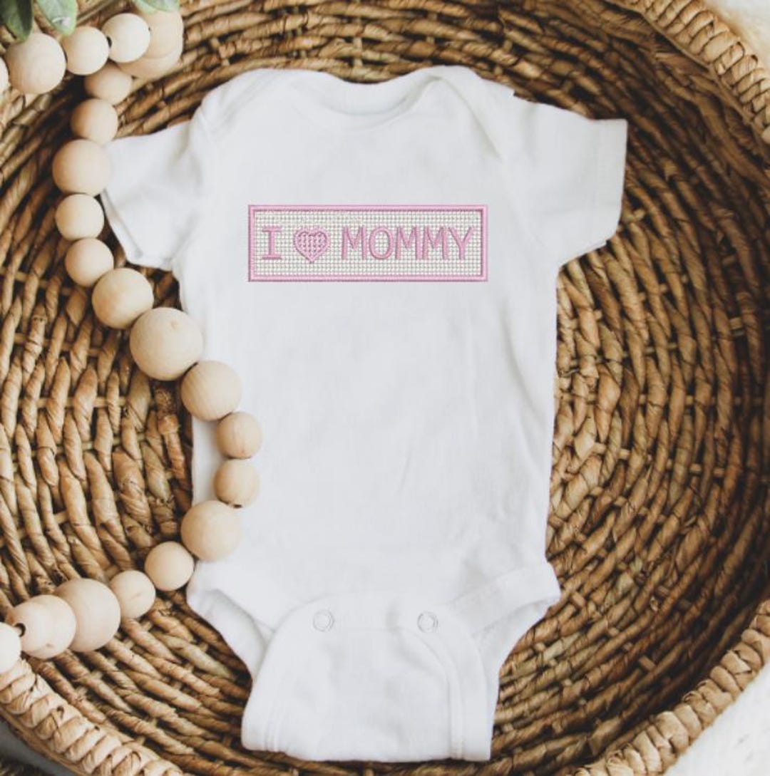 I Heart Mommy Embroidery Design, Faux Smock Embroidery Design, Mother's ...