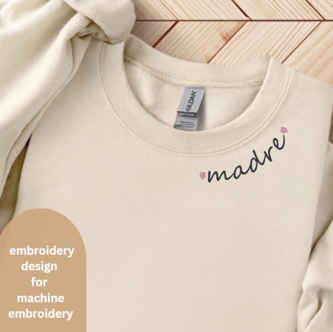 Madre Embroidery Design Curved Collar Font Neckline Mama Embroidery ...
