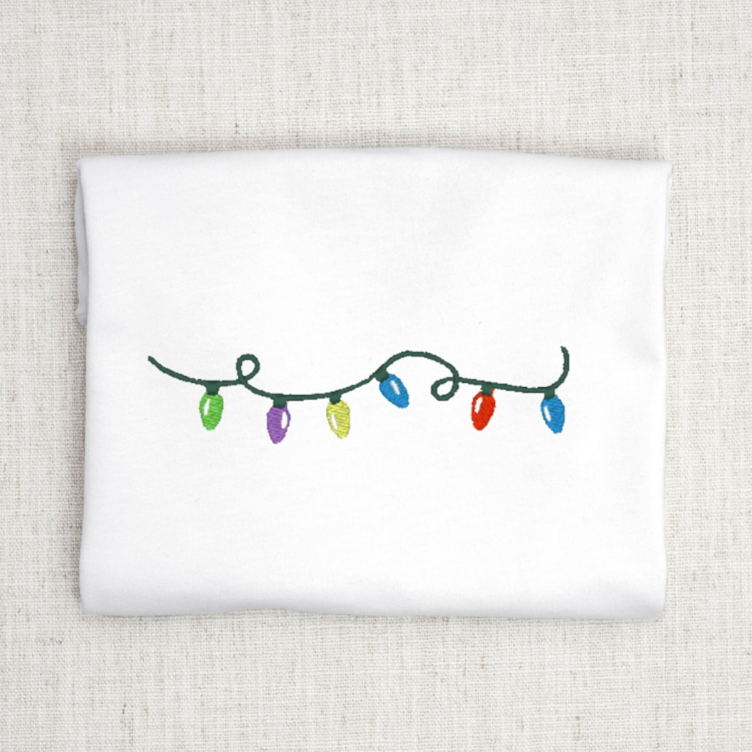 Christmas Lights Embroidery Design, String Lights Machine Embroidery ...