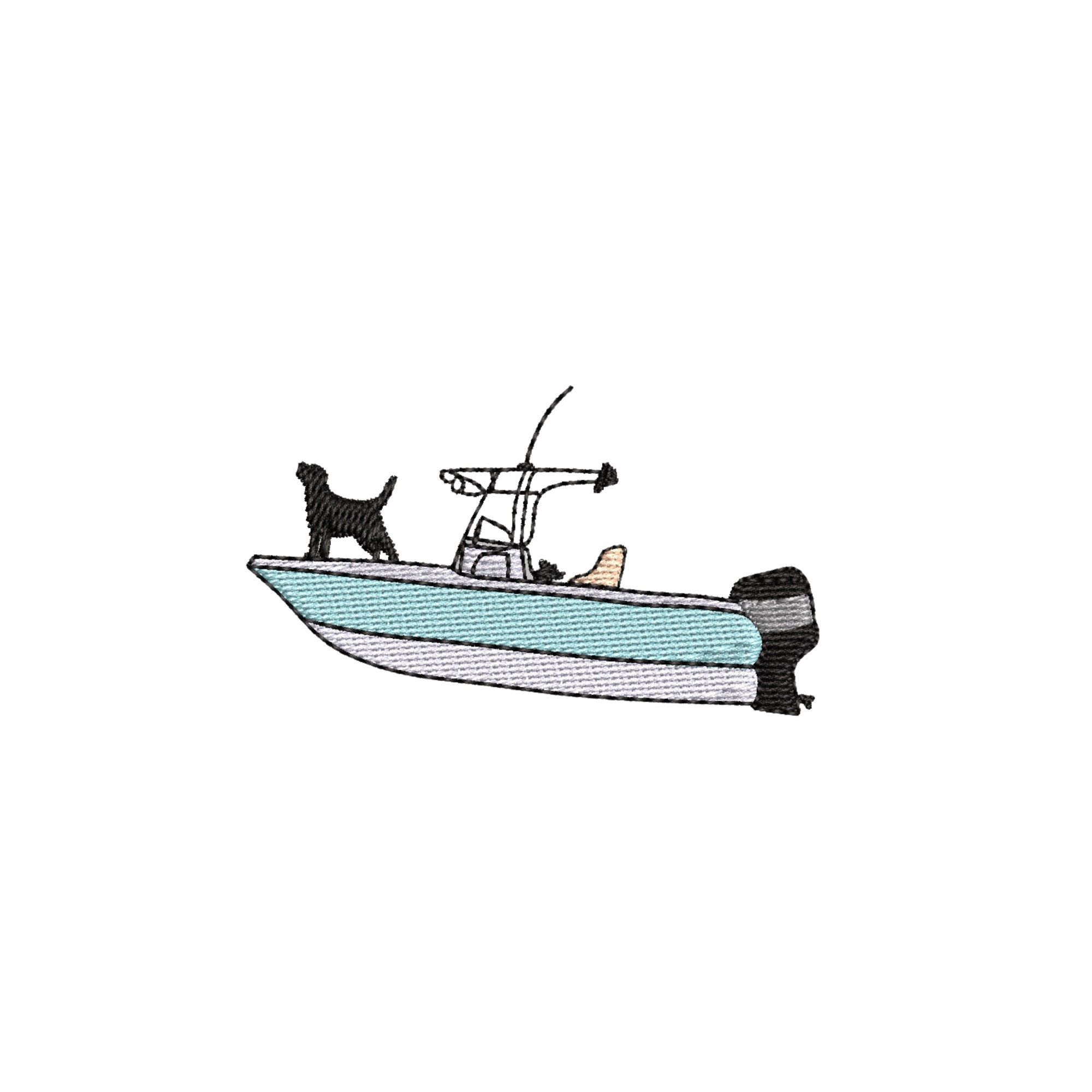 Boat With Dog Embroidery Design Ocean Fishing Boat Machine Embroidery ...