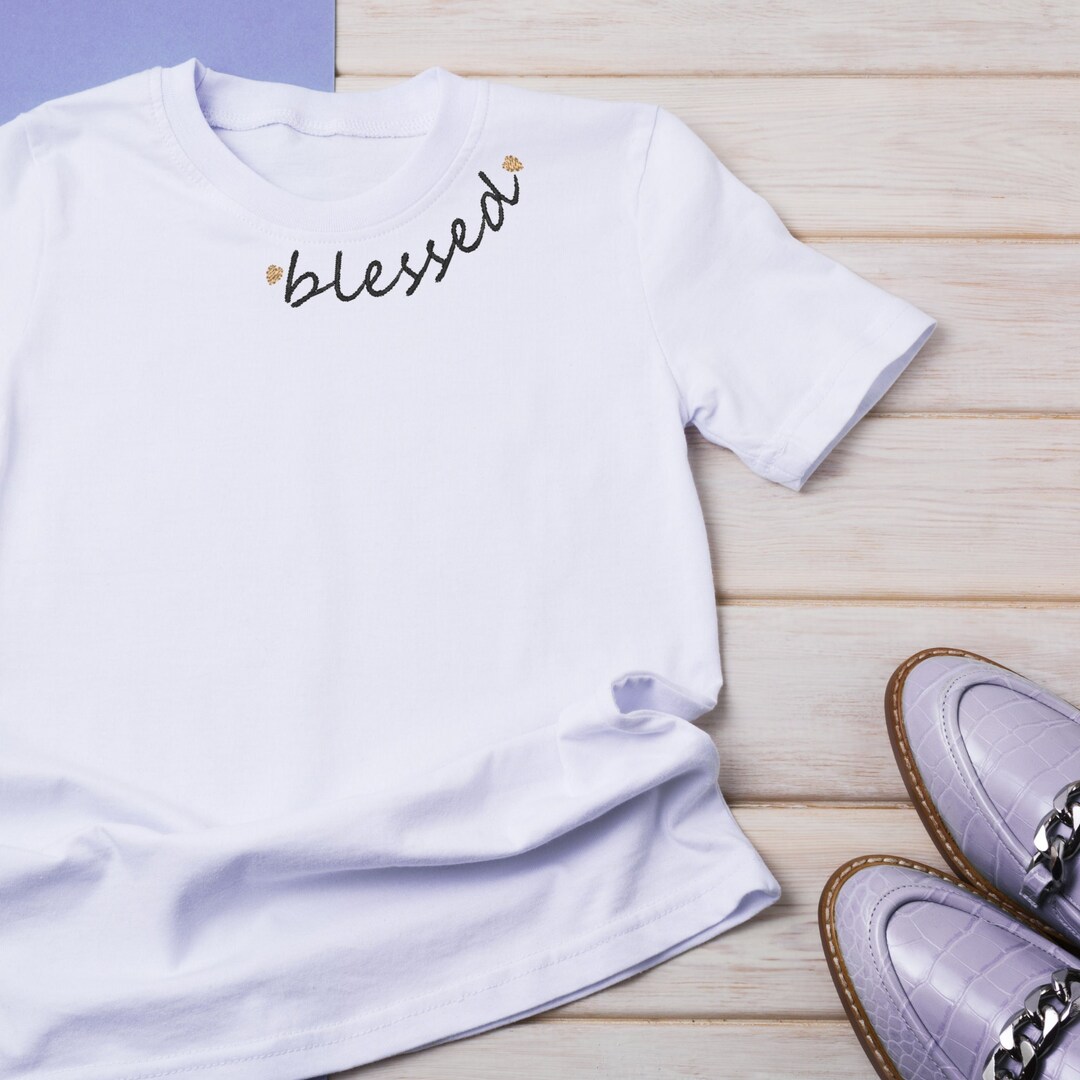 Blessed Collar Embroidery, Machine Embroidery Design File for Neckline ...