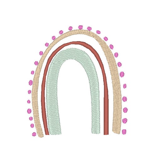 Boho Rainbow Embroidery Design With Leaves Machine Embroidery - Etsy