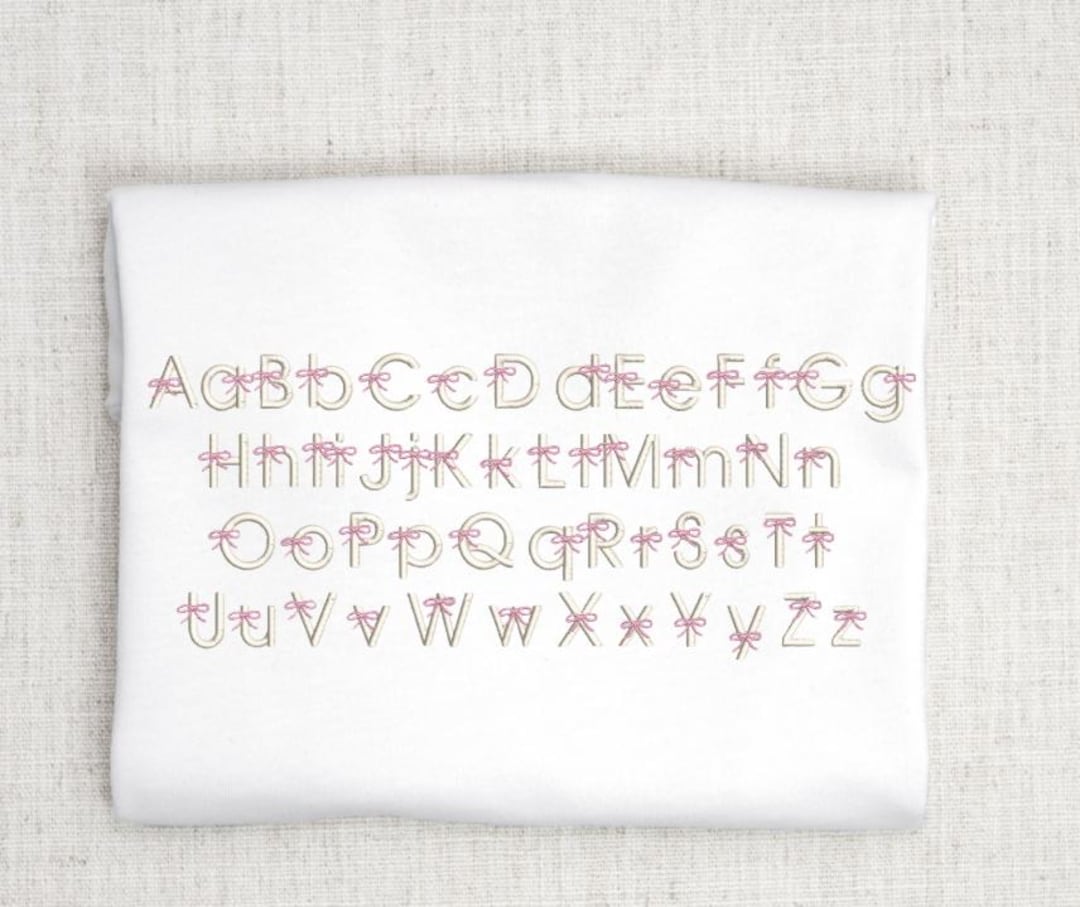 Bow Embroidery Font, Machine Embroidery Design File for Instant ...