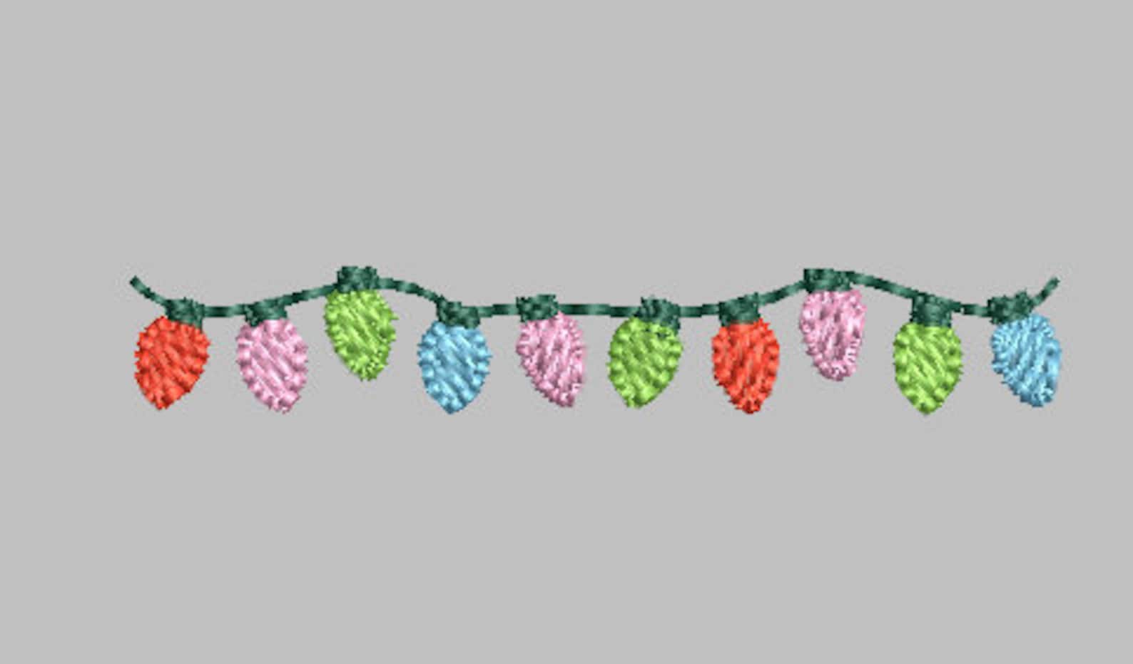 Christmas Lights Embroidery Design, String Lights Embroidery, Christmas ...