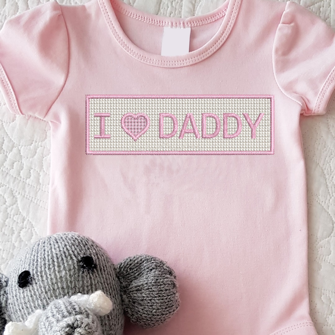 I Heart Daddy Machine Embroidery File, Embroidery Design for Father's ...