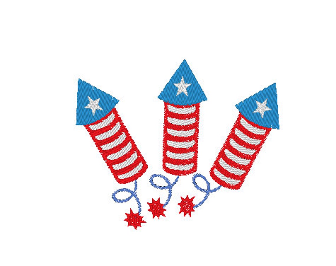 Fourth of July Rocket Embroidery Design Firecracker Machine Embroidery ...