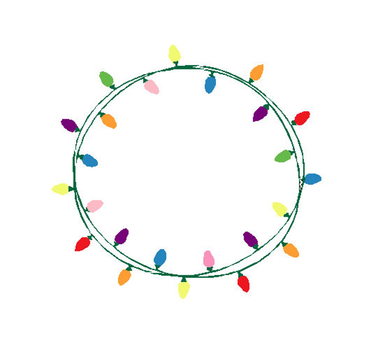 String Lights Circle Embroidery Design, Christmas Machine Embroidery ...