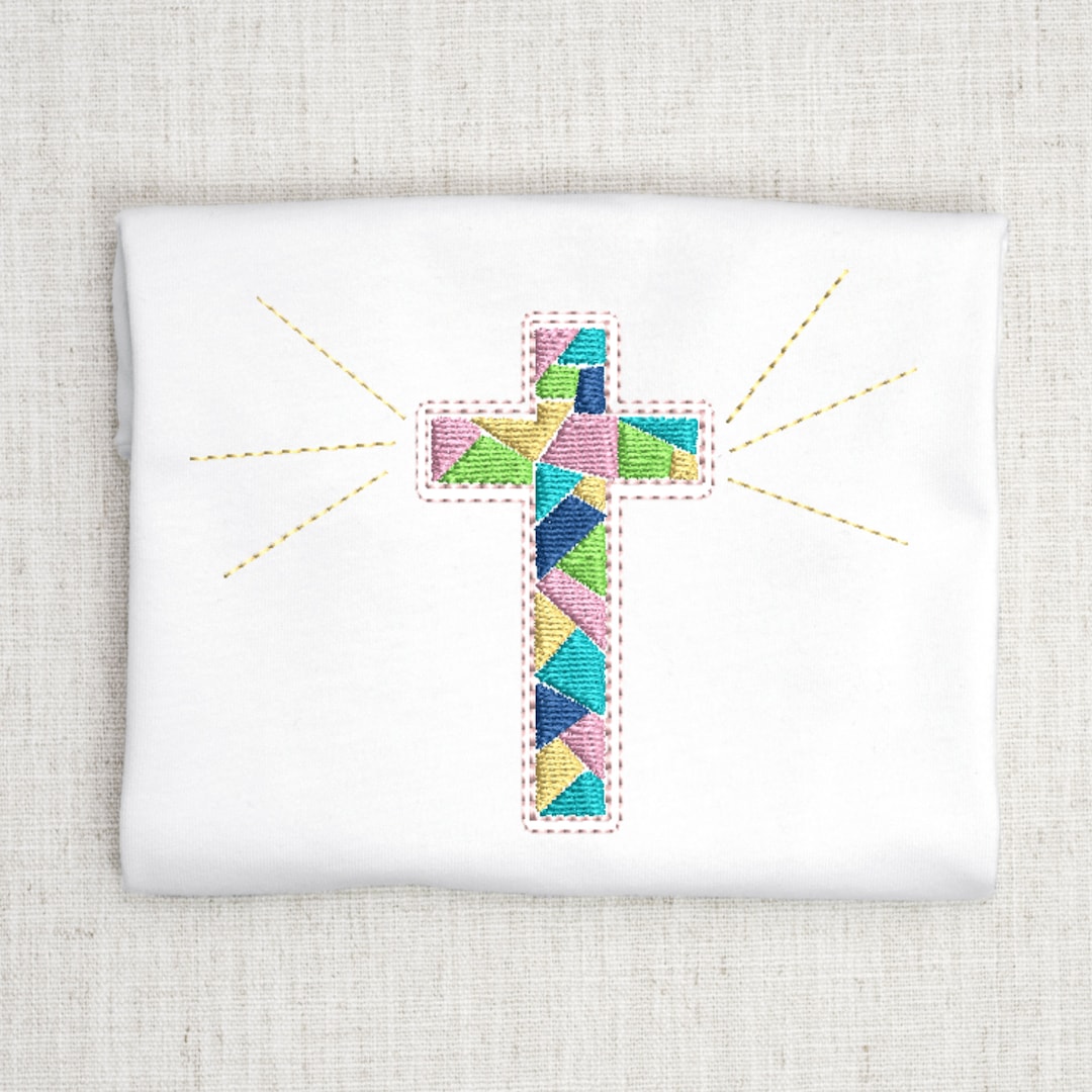 Stained Glass Cross Embroidery Design Easter Cross Embroidery Machine ...