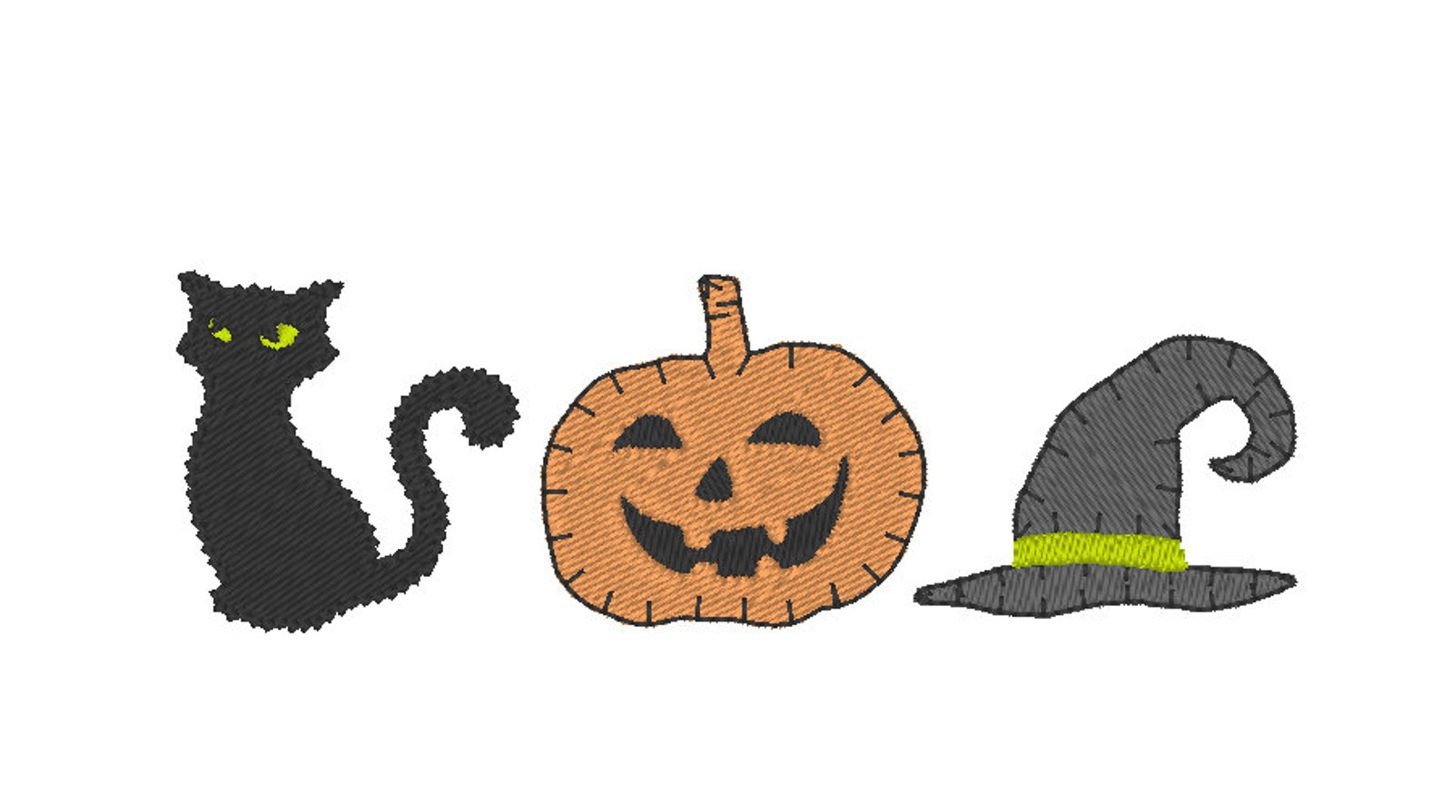 Halloween Embroidery Design Witch Hat Black Cat Pumpkin - Etsy