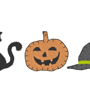 Halloween Embroidery Design Witch Hat Black Cat Pumpkin - Etsy