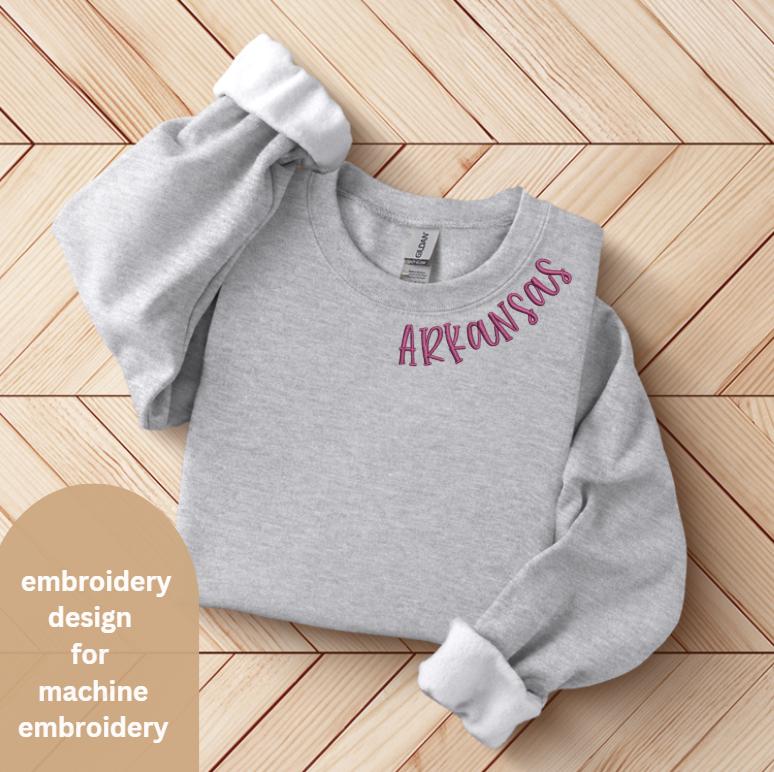 Arkansas Embroidery Design for Collar Team Embroidery Font Machine ...