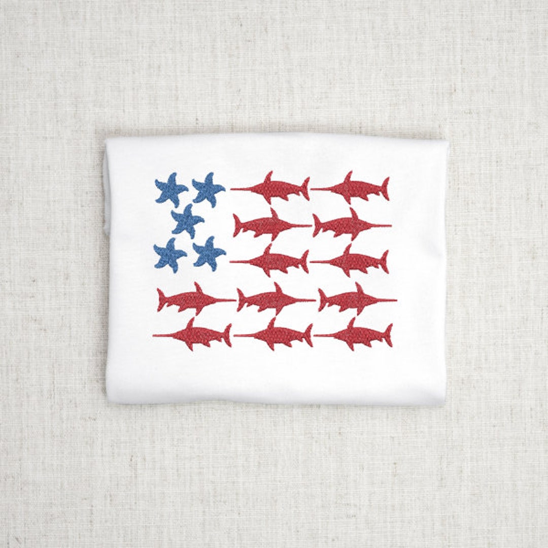 American Flag Embroidery Fish Flag Machine Embroidery Design Embroidery ...