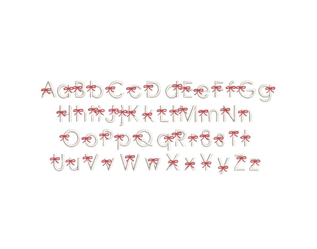 Bow Embroidery Font Machine Embroidery Design File for Instant Download ...