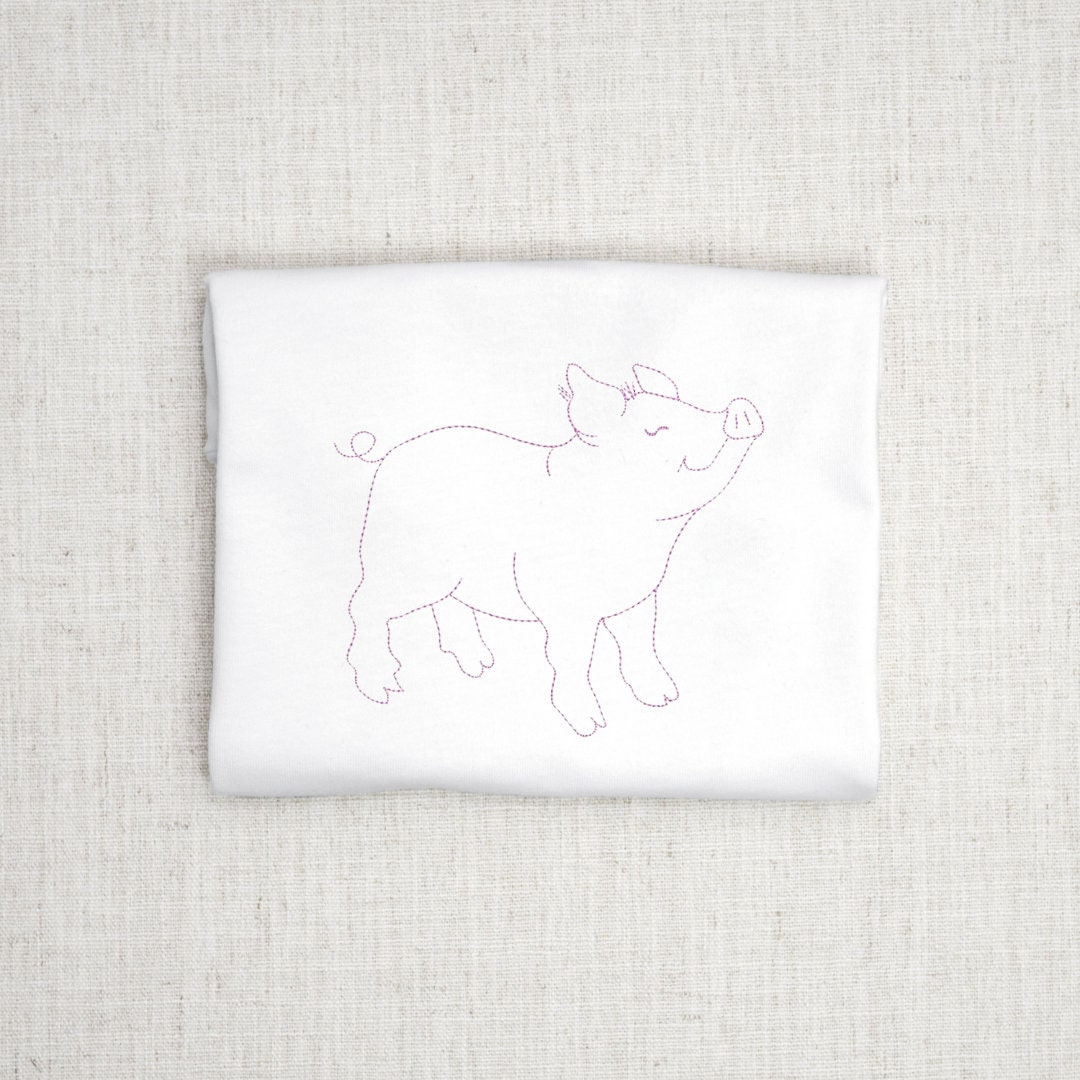 Pink Pig Machine Embroidery Design File Pig Embroidery Farm - Etsy