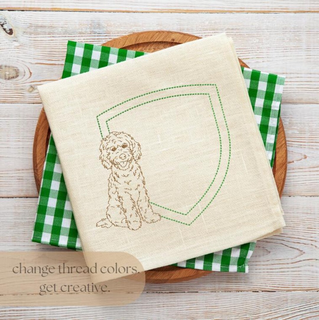 Goldendoodle Crest Embroidery Design – Digital Dog Monogram Frame for ...