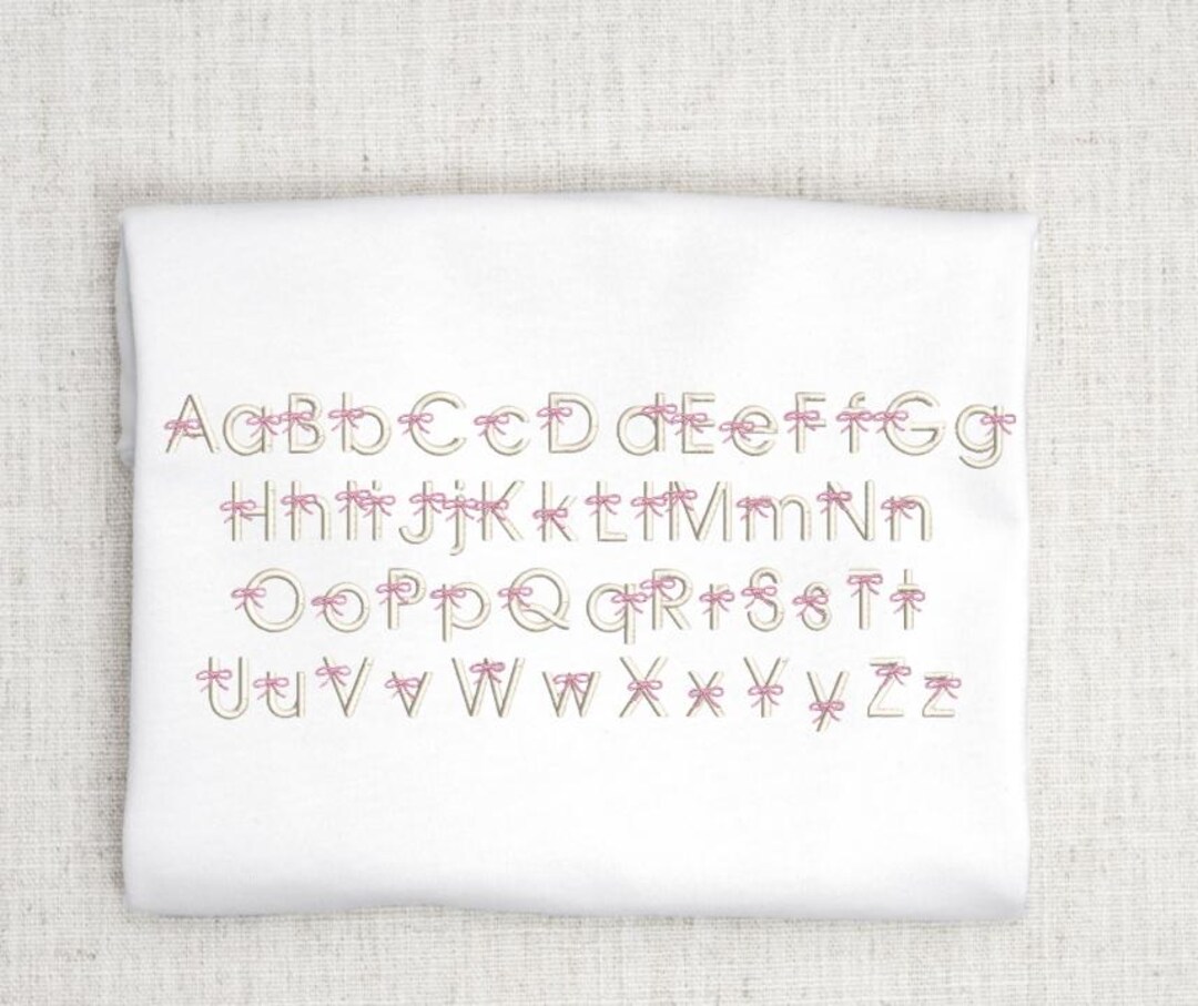 Bow Embroidery Font Machine Embroidery Design File for Instant Download ...