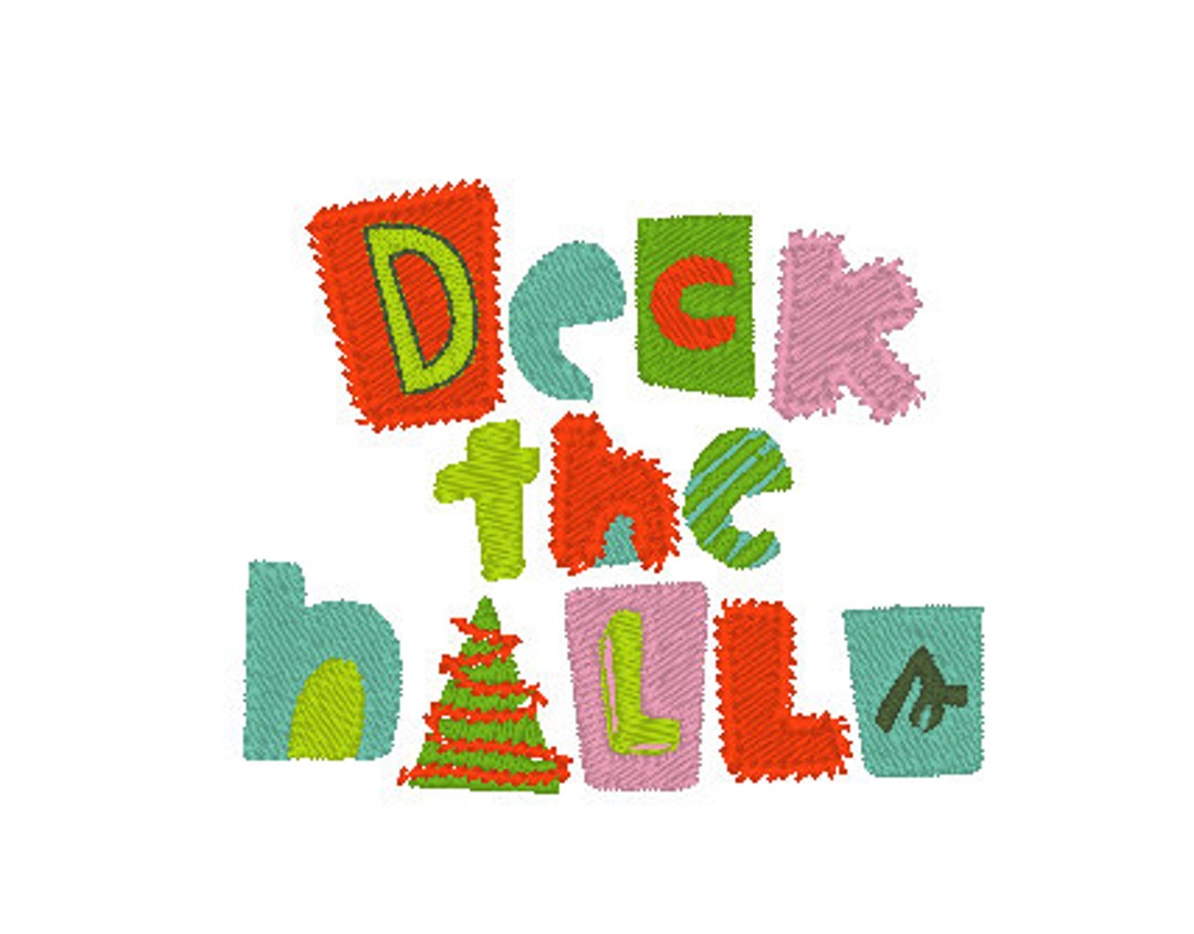 Deck the Halls Christmas Wording Machine Embroidery Design File ...