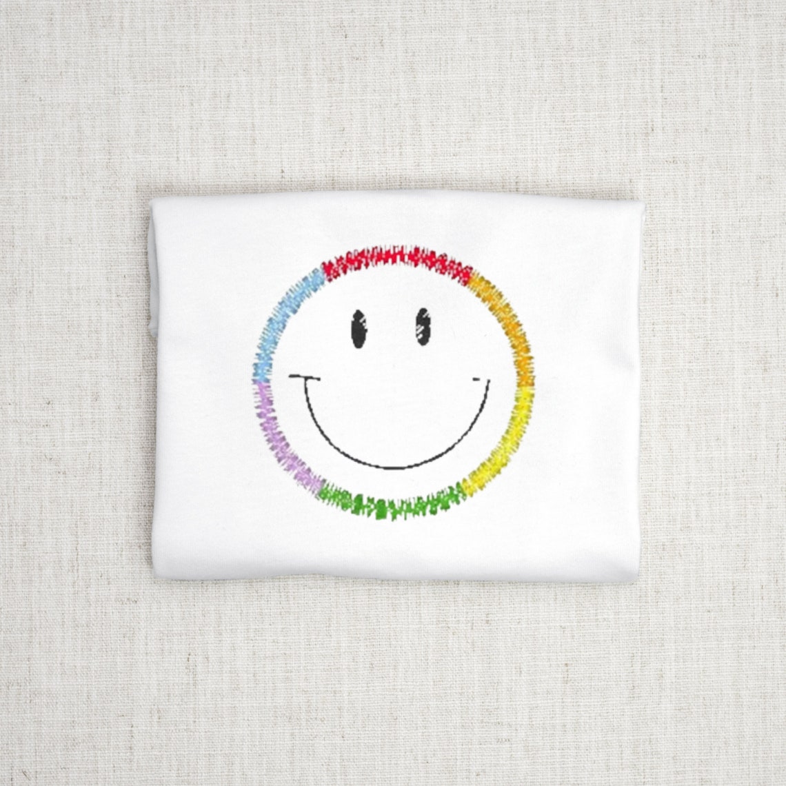 Smiley Face Machine Embroidery Design Rainbow Smiley - Etsy