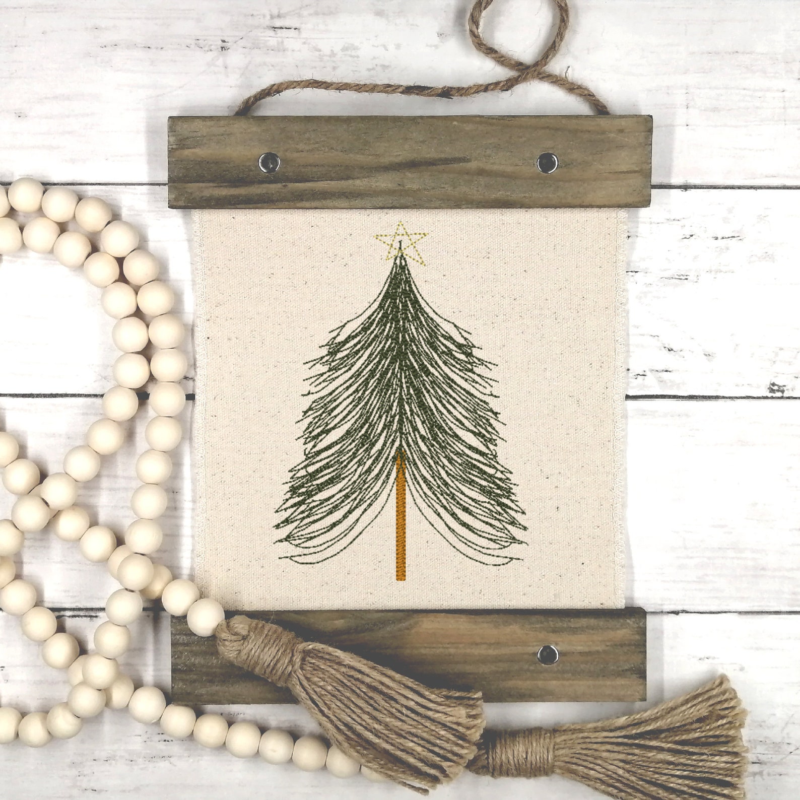 Vintage Christmas Tree Embroidery Design, Farmhouse Embroidery, Rustic ...