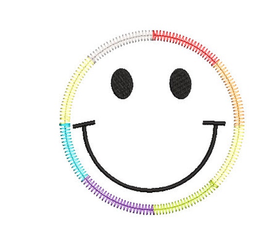 Smiley Face Embroidery Design Colorful Smiley Face Rainbow - Etsy