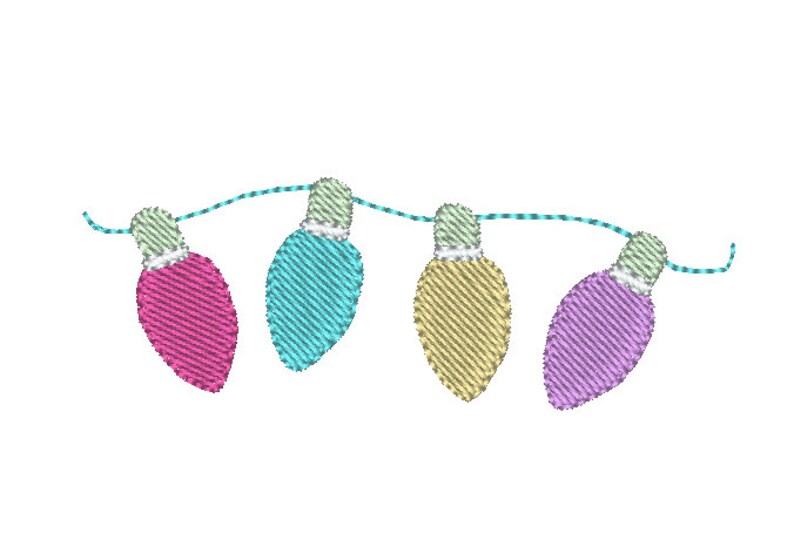 Christmas Lights Embroidery Design - String Lights Embroidery ...