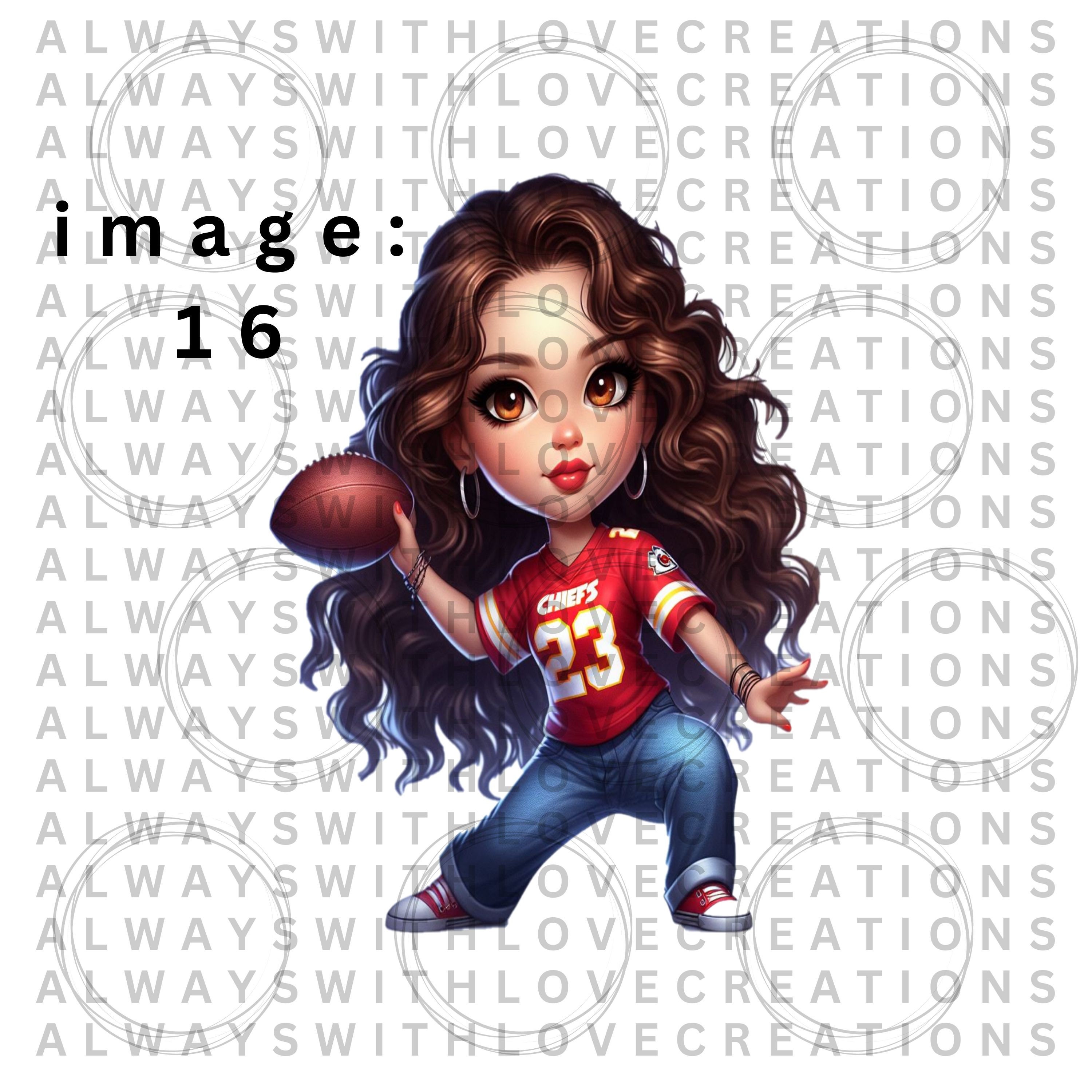 Football Chiefs /cartoon Girl White / Chibi / Digital Design Only / PNG ...