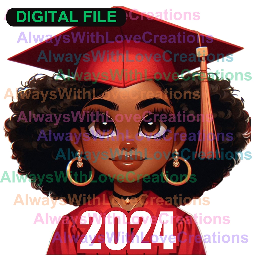 African Black Girl Graduation Digital Image PNG Format Instant Download ...