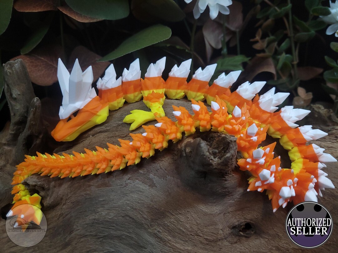 Candy Corn Crystal Dragon 3D Printed Articulated Fidget - Etsy