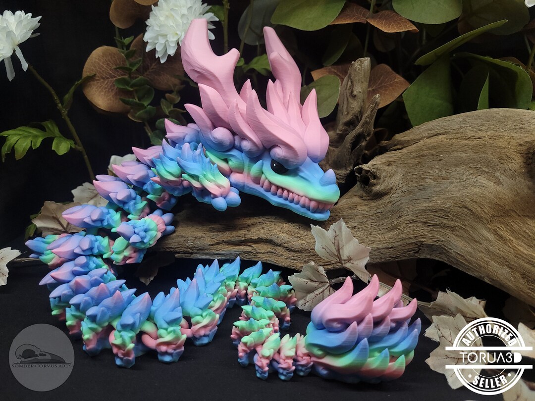 Pastel Rainbow Dragon 3D Printed Articulated Fidget - Etsy