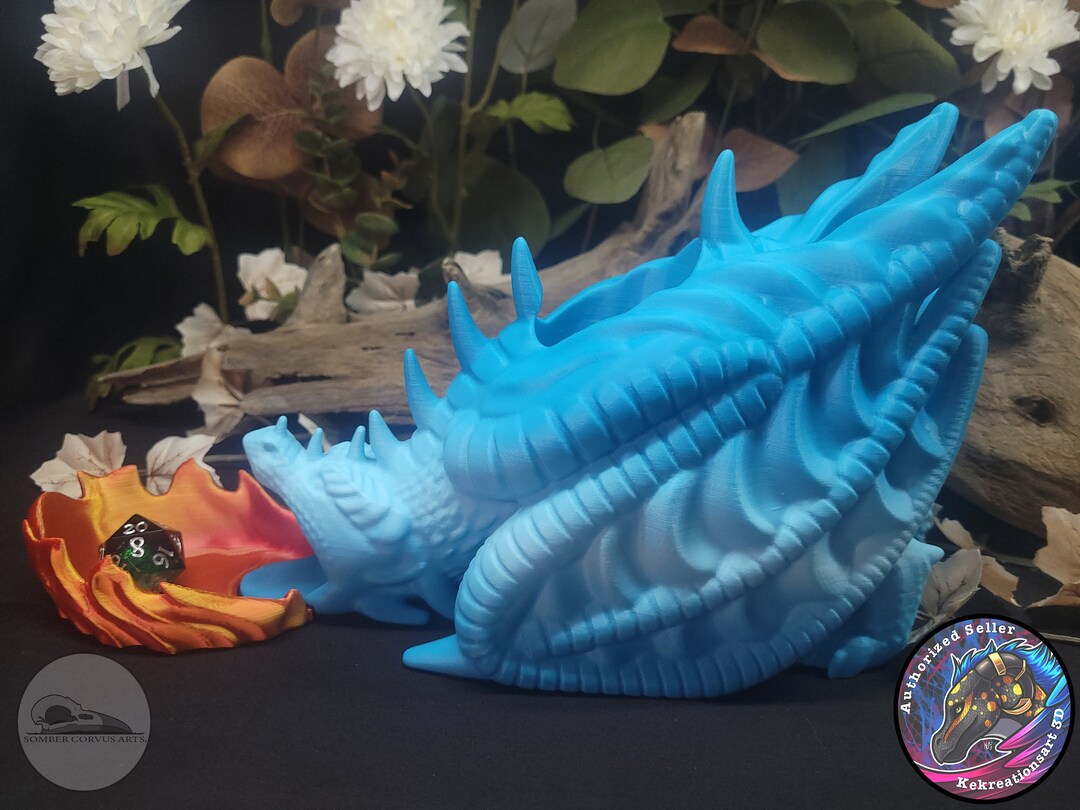 Blue Fire Breathing Wyvern 3D Printed Dice Tower - Etsy