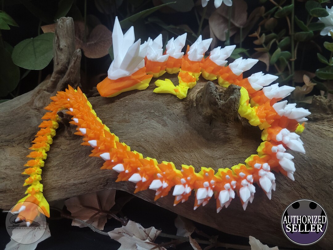 Candy Corn Crystal Dragon 3D Printed Articulated Fidget - Etsy