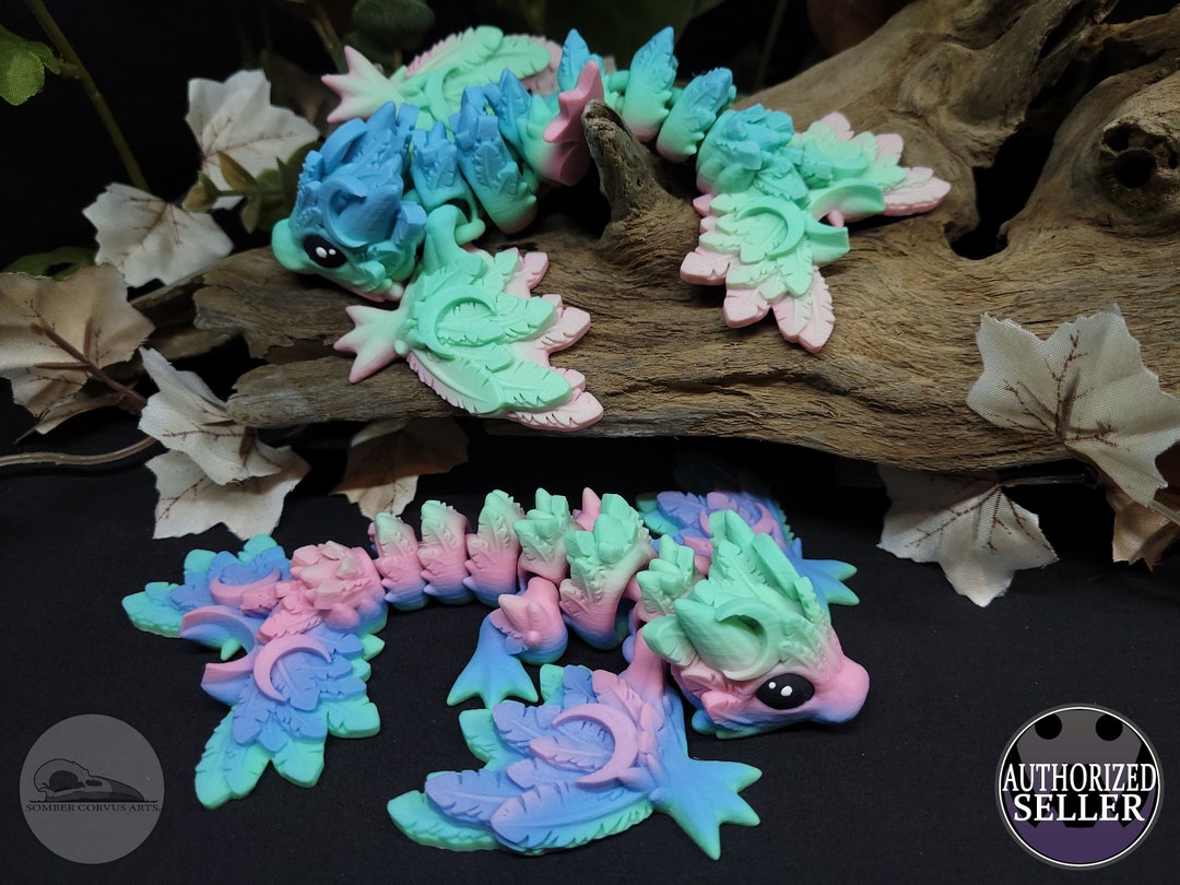 Pastel Rainbow Lunar Wyvern 3D Printed Articulated Fidget - Etsy