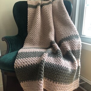 CROCHET PATTERN // Homecoming Throw Chunky Striped Couch Blanket - Etsy