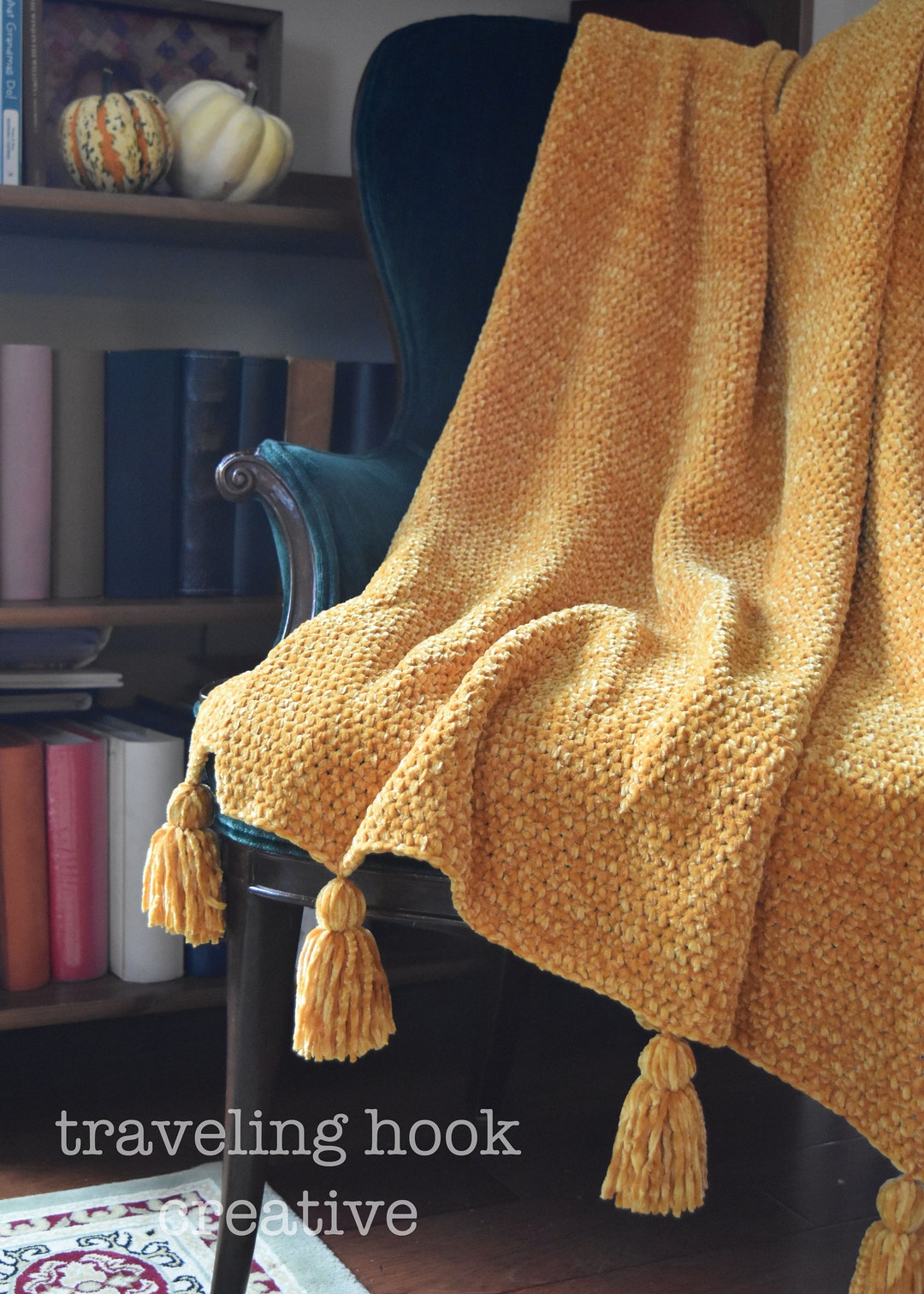 CROCHET PATTERN // Harvest Throw Luxurious Velvet Chenille Couch ...