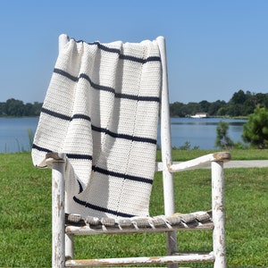 CROCHET PATTERN // Nantucket Baby Blanket for Baby Boy Nautical Striped ...