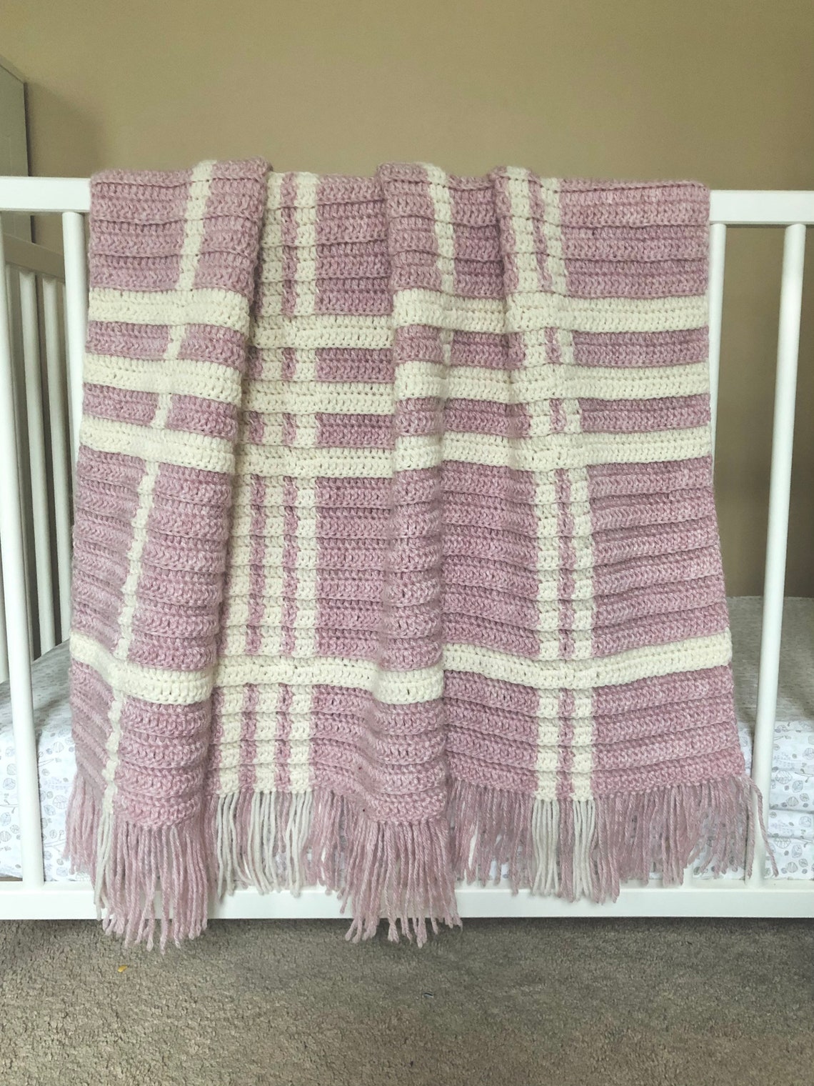 CROCHET PATTERN // Baby Rustic Tartan Blanket - Etsy