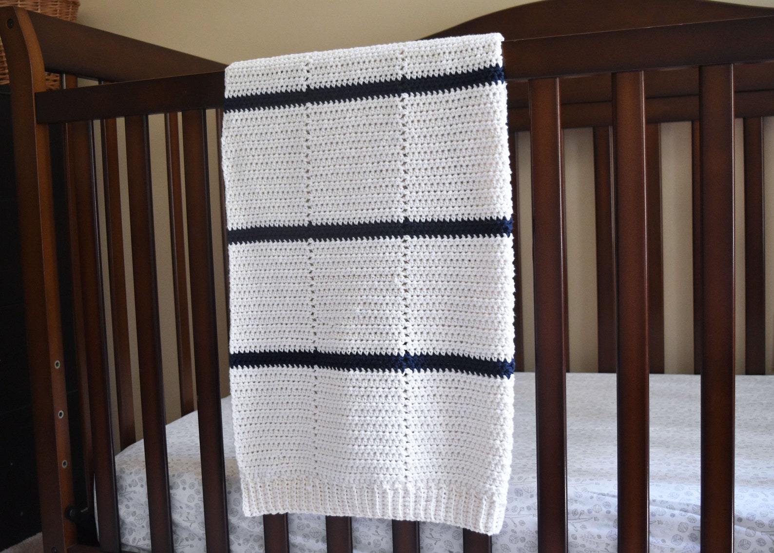 CROCHET PATTERN // Nantucket Baby Blanket for Baby Boy Nautical Striped ...