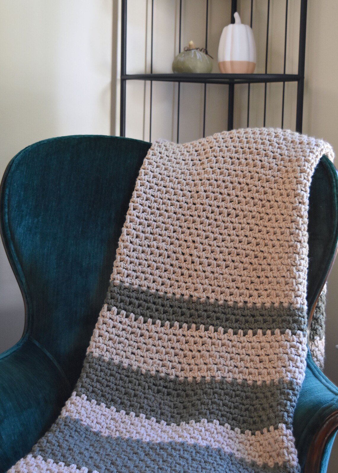 CROCHET PATTERN // Homecoming Throw Chunky Striped Couch Blanket - Etsy