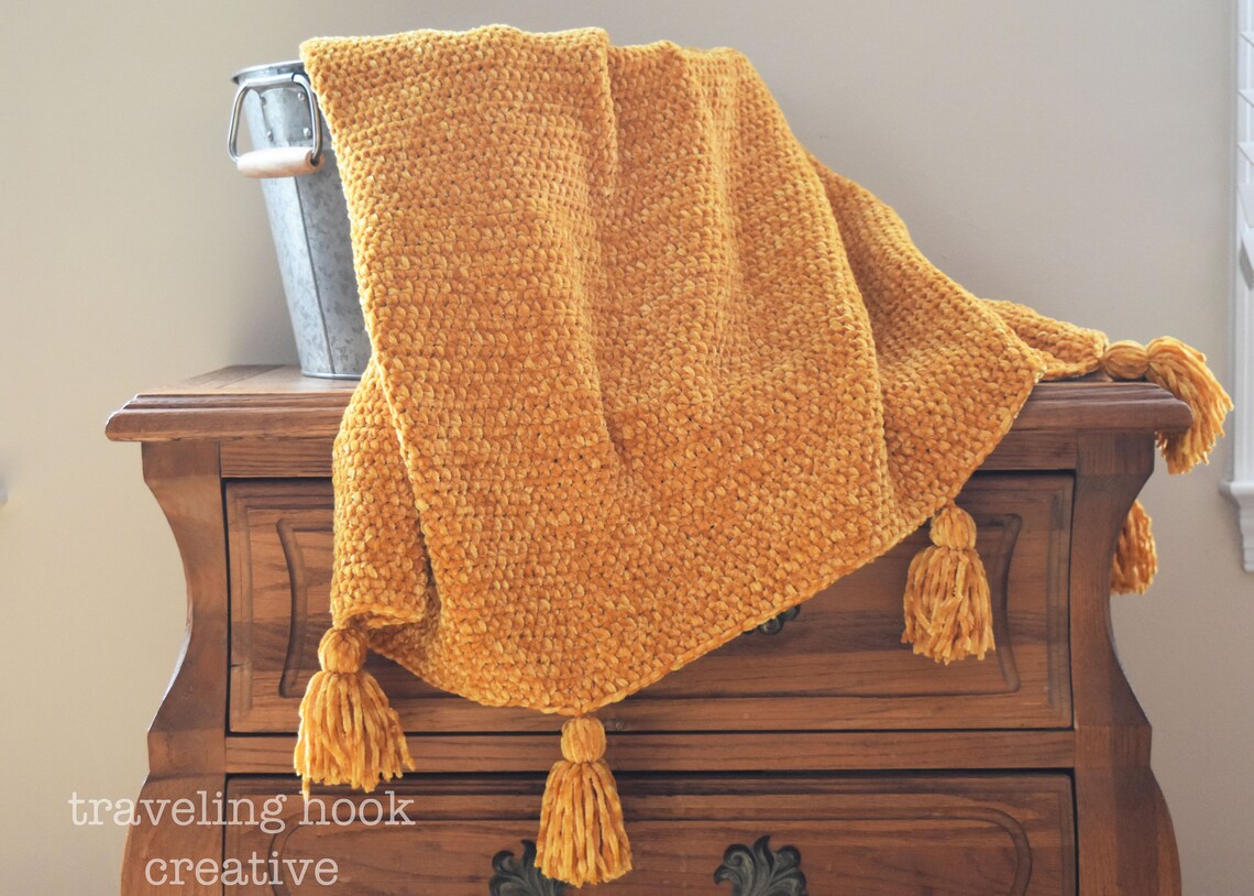 CROCHET PATTERN // Harvest Throw Luxurious Velvet Chenille Couch ...