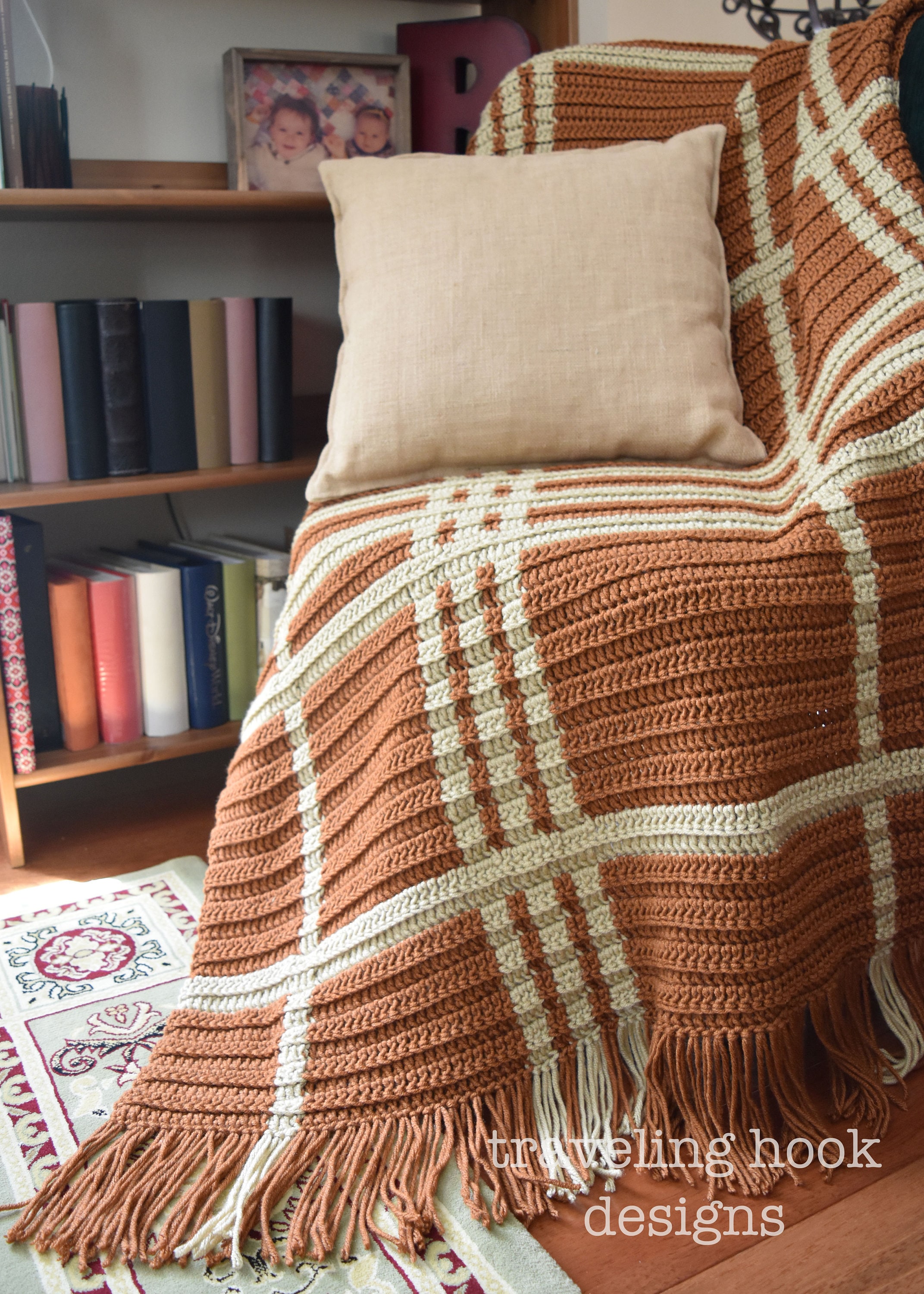 CROCHET PATTERN // Rustic Tartan Chunky Throw Blanket Simple Plaid ...
