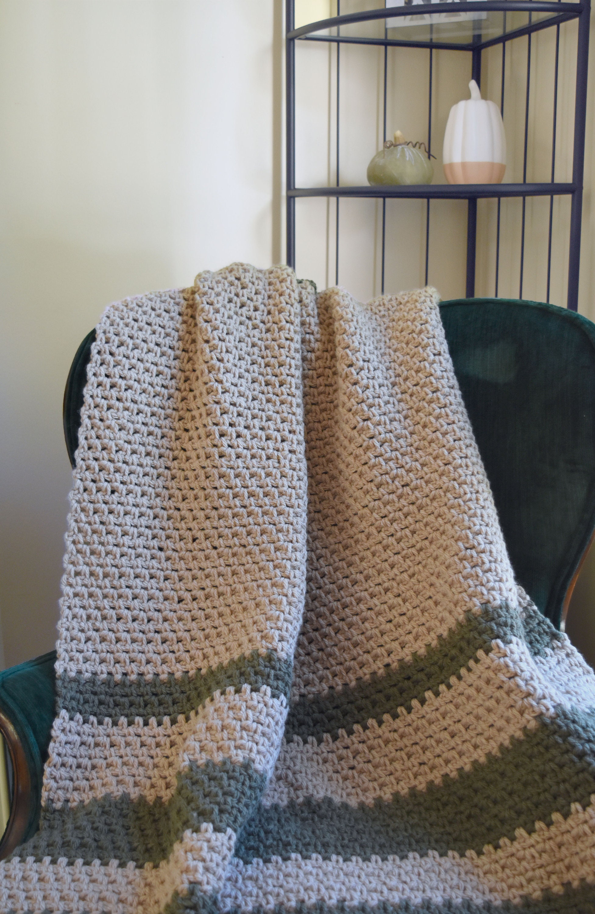 CROCHET PATTERN // Homecoming Throw Chunky Striped Couch Blanket - Etsy ...