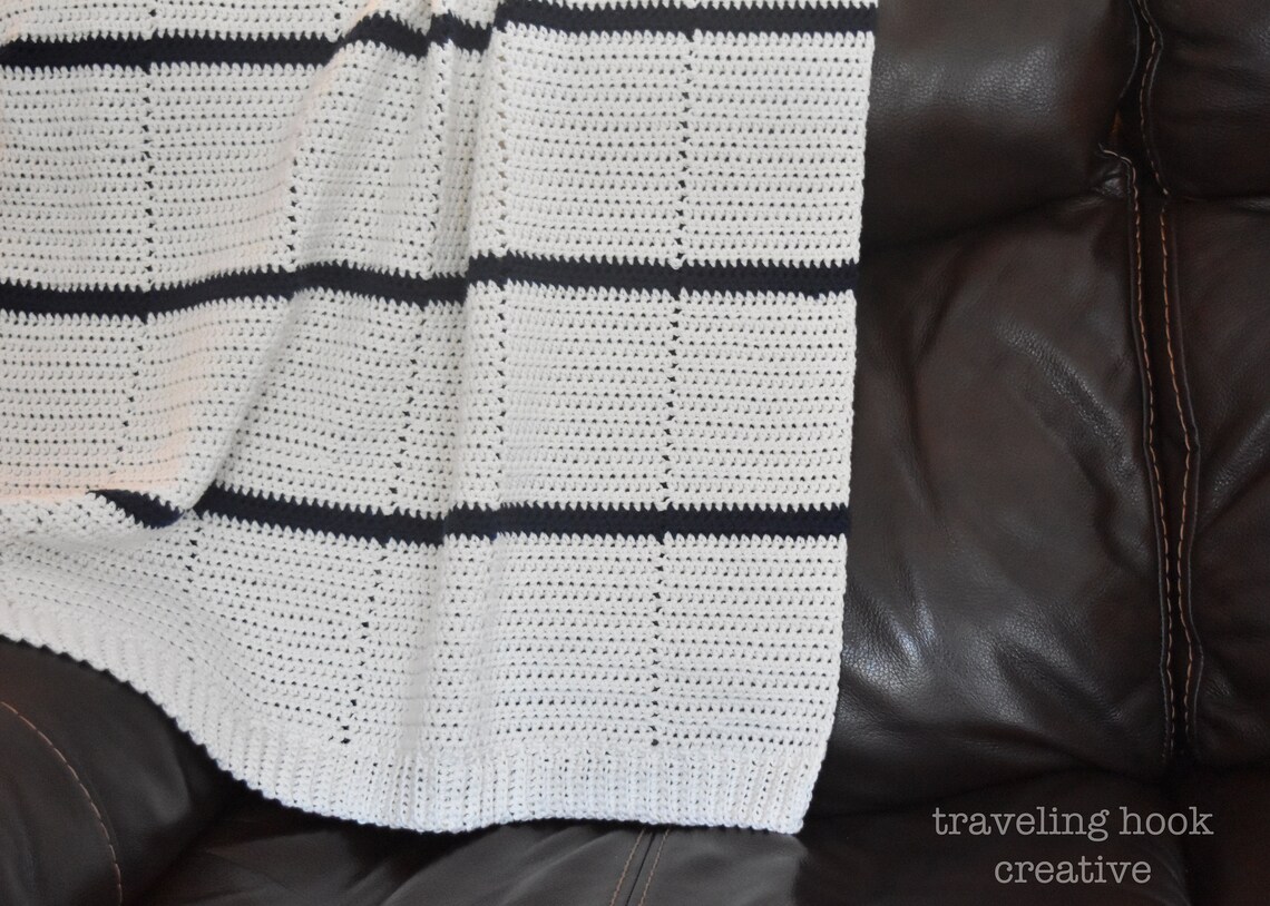 CROCHET PATTERN // Nantucket Baby Blanket for Baby Boy Nautical Striped ...