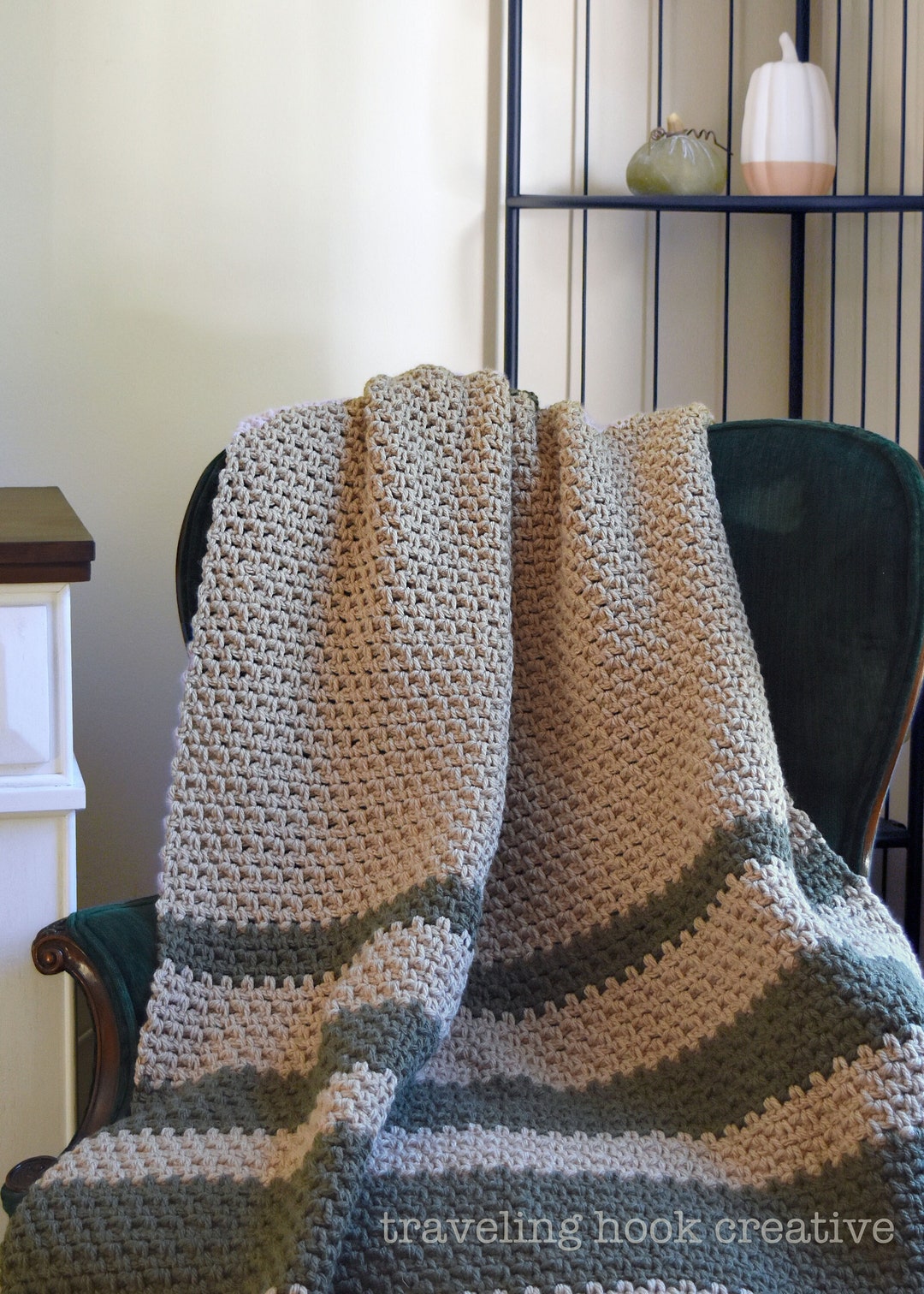 CROCHET PATTERN // Homecoming Throw Chunky Striped Couch Blanket - Etsy