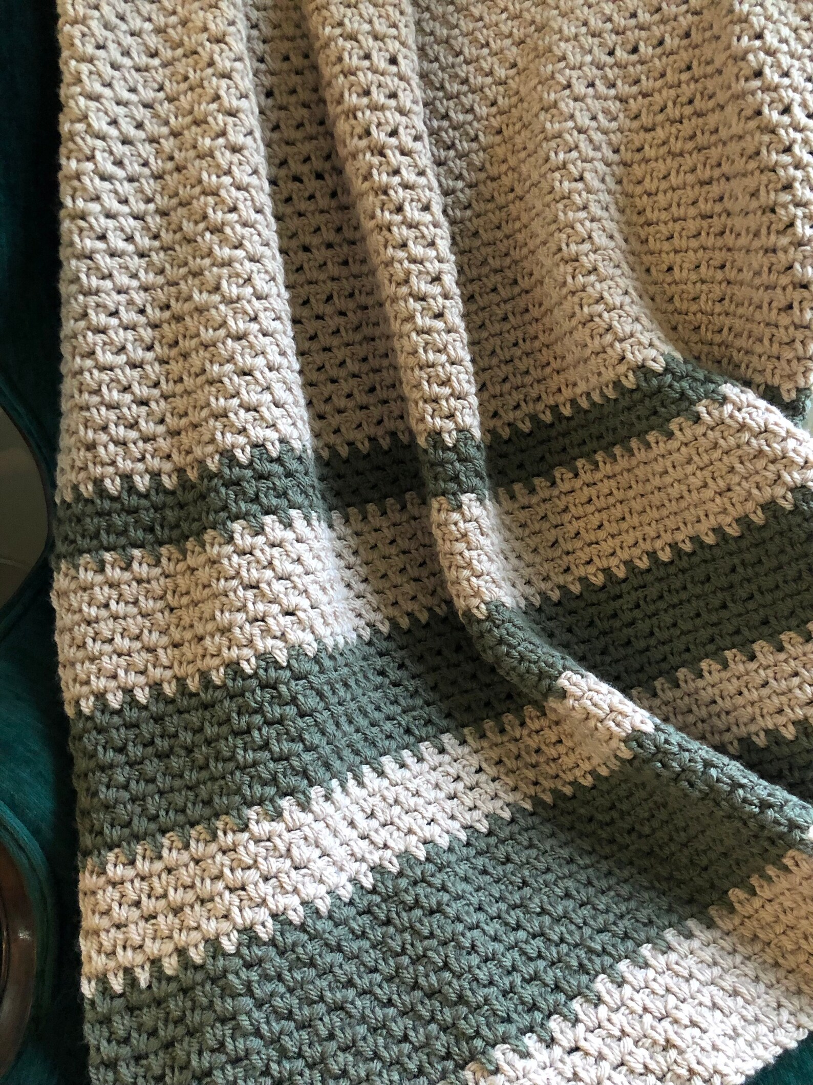 CROCHET PATTERN // Homecoming Throw Chunky Striped Couch Blanket - Etsy